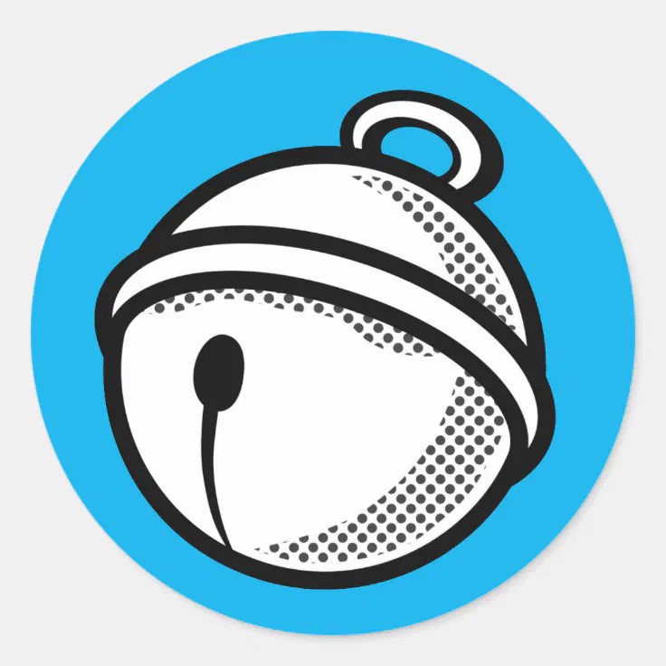 Cartoon Black White Cat Bell Pop Art Graphic Classic Round Sticker | Zazzle