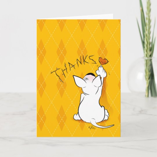 Cartoon Bull Terrier "Thank you!" Greeting Card | Zazzle.com.au