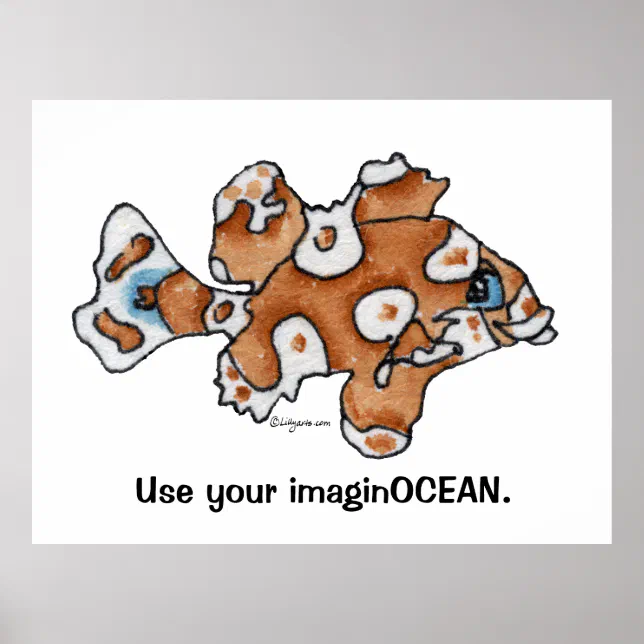 Cartoon Fish Sweetlips 005 ImaginOCEAN Poster Lrg | Zazzle