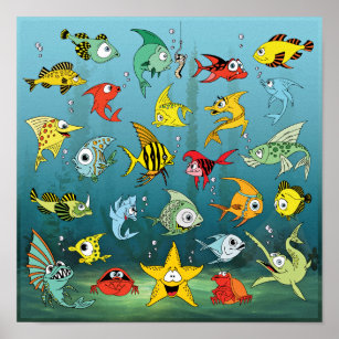 Cartoon Fish Posters & Photo Prints | Zazzle AU