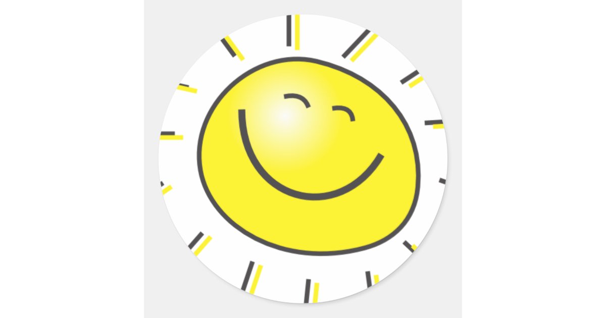 Cartoon Sun Round Sticker | Zazzle