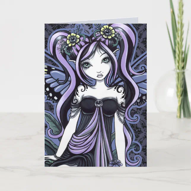 "Cassandra" Violet Butterfly Fairy Art Card | Zazzle