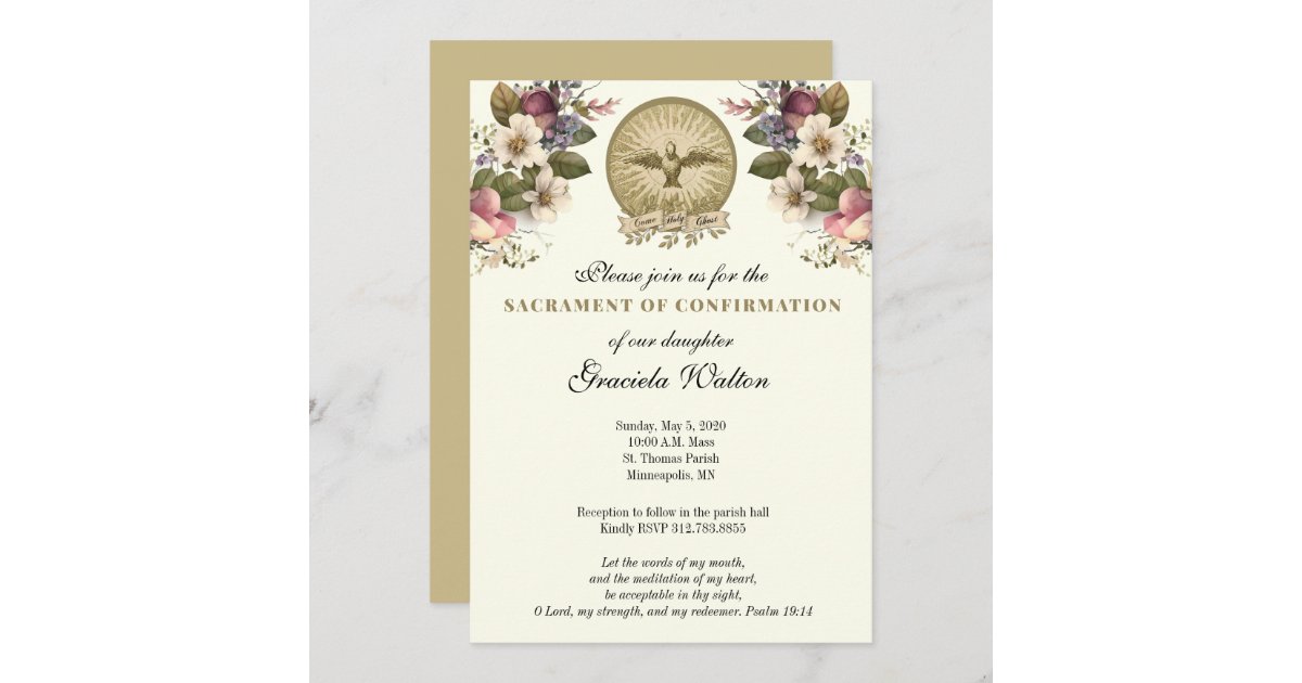 Catholic Holy Spirit Sacrament of Confirmation Invitation | Zazzle