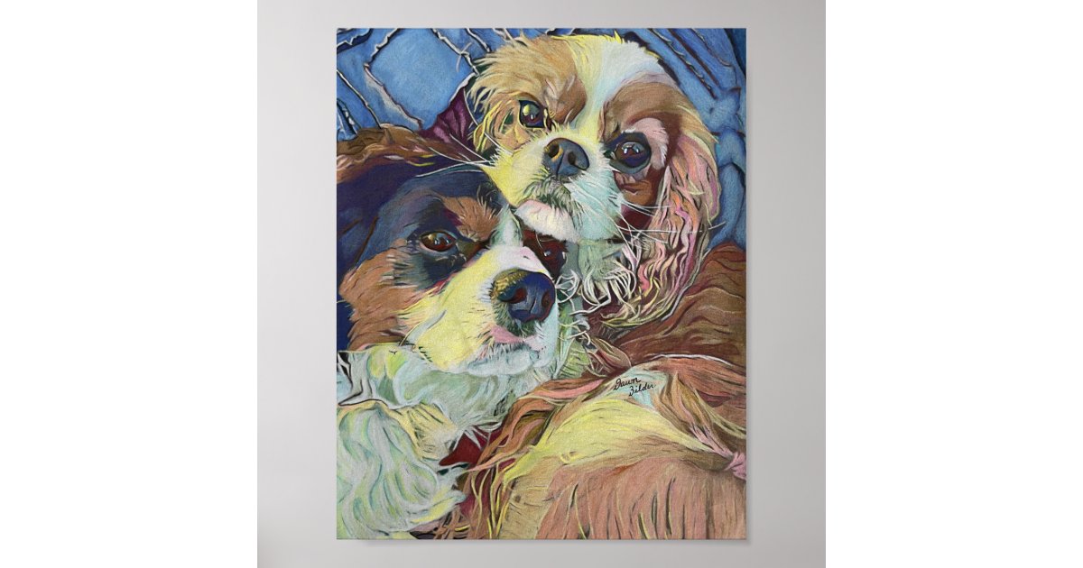 Cavalier King Charles Spaniel's Cuddling Poster | Zazzle