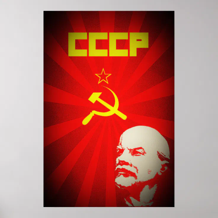 cccp soviet union communist red lenin russia propa poster | Zazzle
