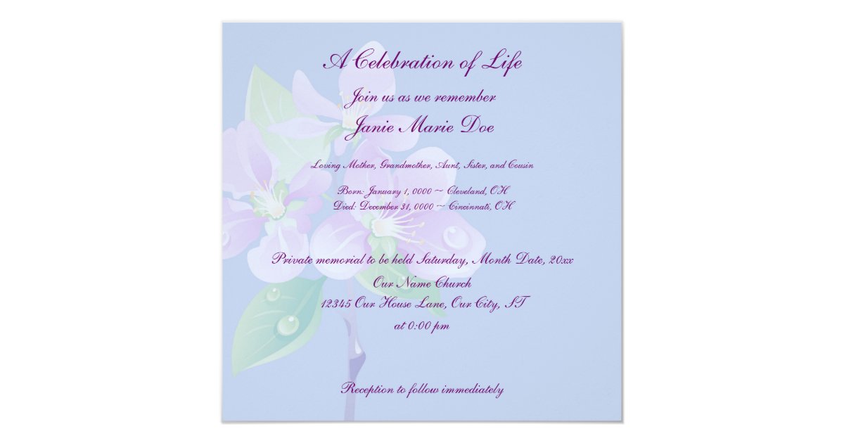 Celebration of Life Invitation | Zazzle.com.au