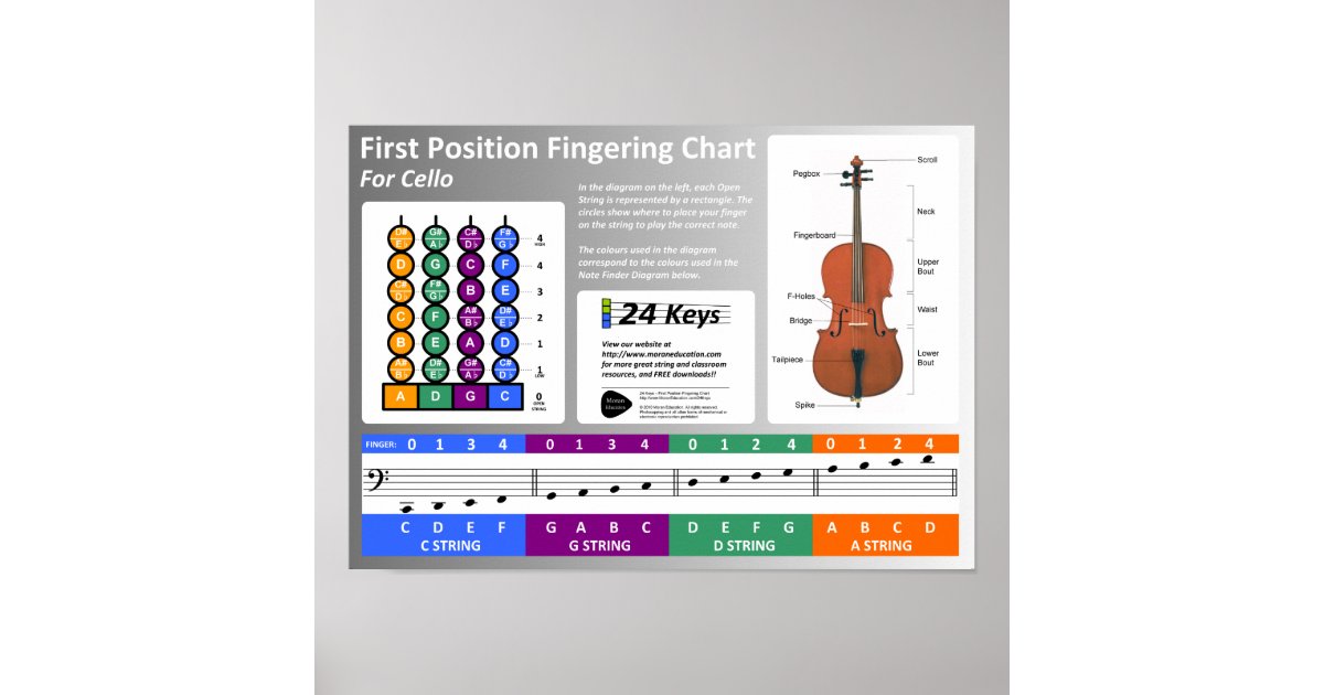 Cello Fingering Chart | Zazzle