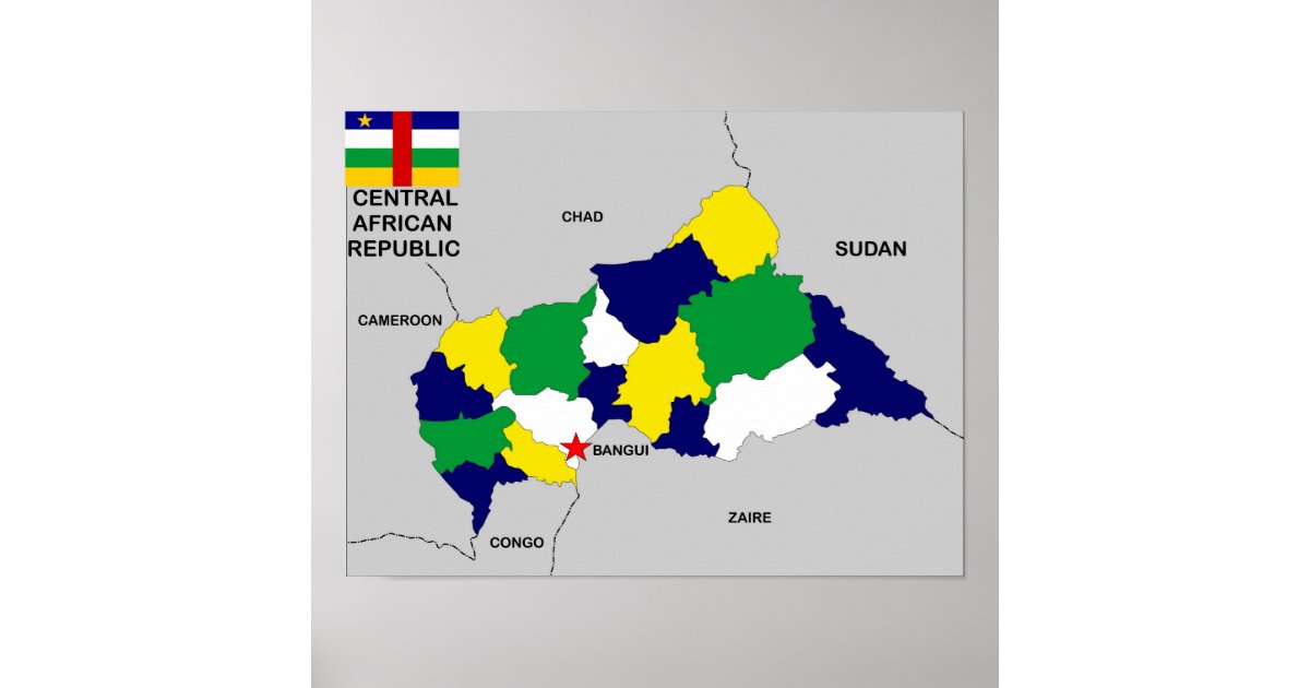 central african republic political map flag poster | Zazzle