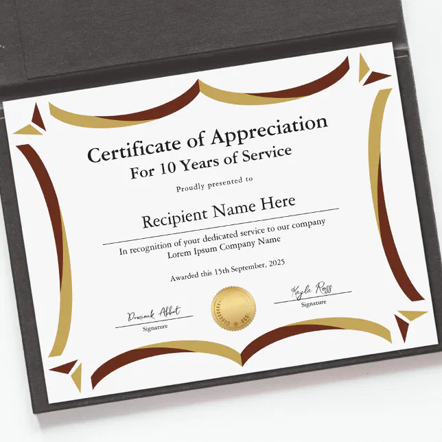 Certificate of Appreciation for Years of Service | Zazzle