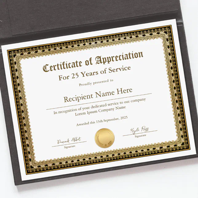 Certificate of Appreciation for Years of Service | Zazzle
