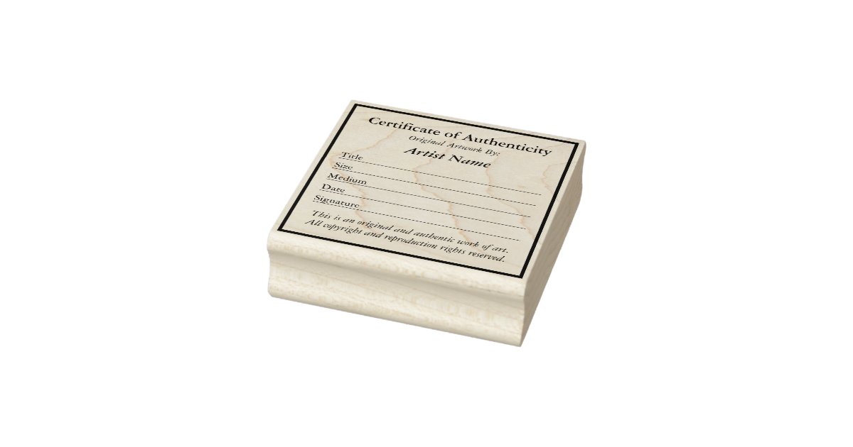 Certificate of Authenticity for Art Rubber Stamp | Zazzle