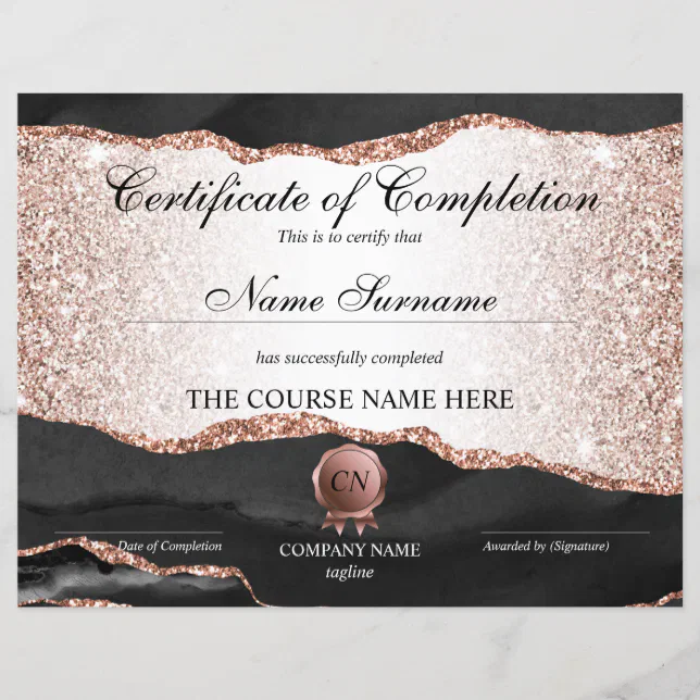 Certificate of Completion Award Course Completion | Zazzle