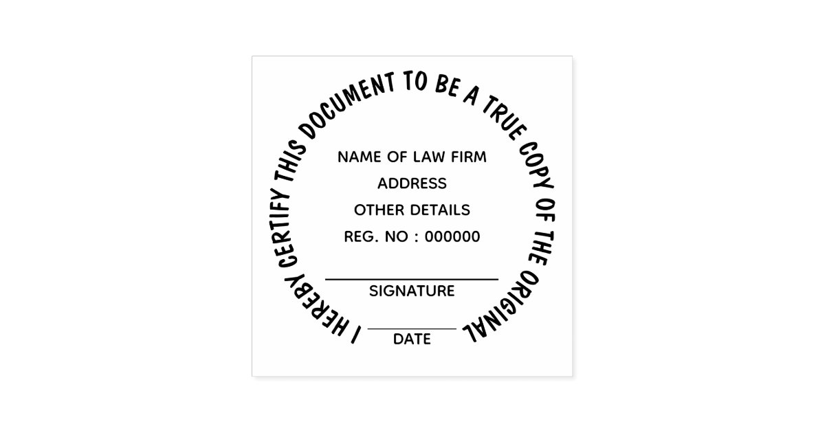 Certified true copy of original | round self-inking stamp | Zazzle