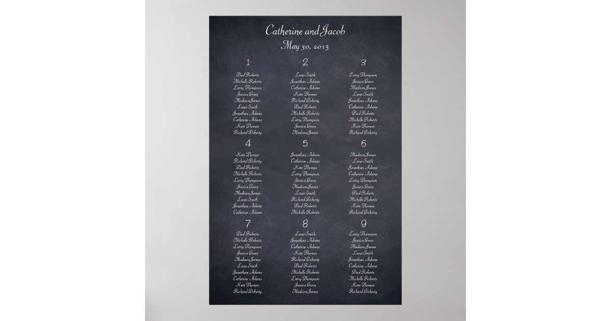 Chalkboard Look Table Seating Chart | Zazzle