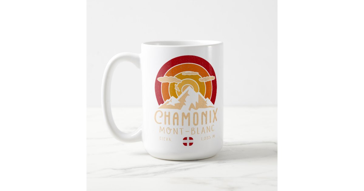 Chamonix France Retro Sunset Skiing Souvenirs 80s Coffee Mug | Zazzle