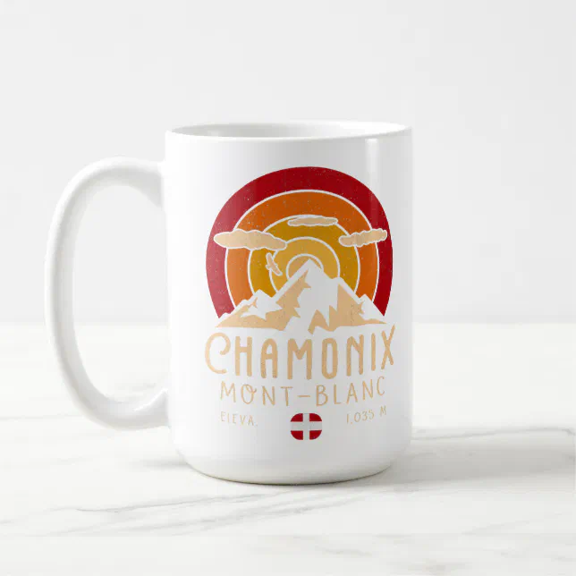 Chamonix France Retro Sunset Skiing Souvenirs 80s Coffee Mug | Zazzle