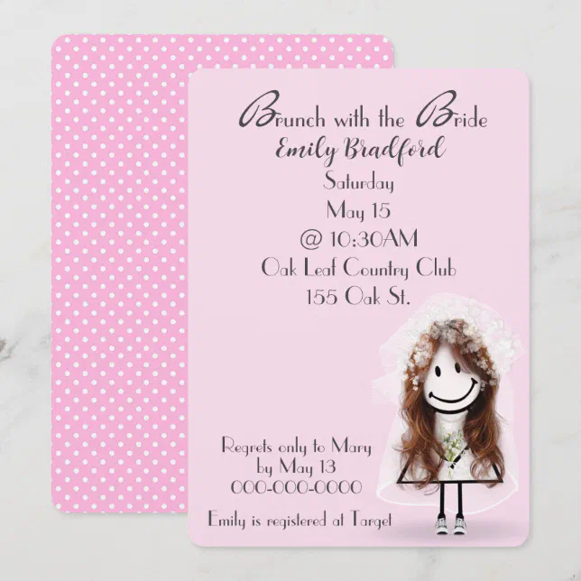 Champagne Bridal Brunch Stick Figure Girl Invitation | Zazzle