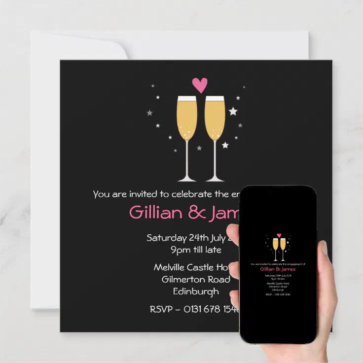 Champagne Toast Engagement Party Invitation | Zazzle