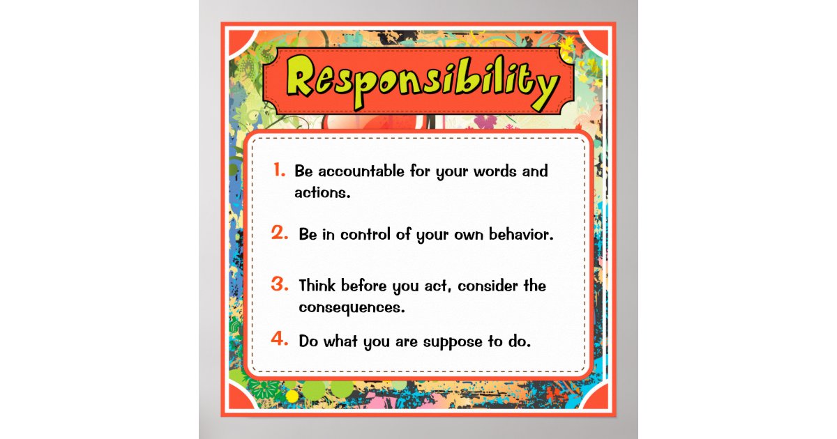 Character Traits Posters, Responsibility - 6 of 6 Poster | Zazzle