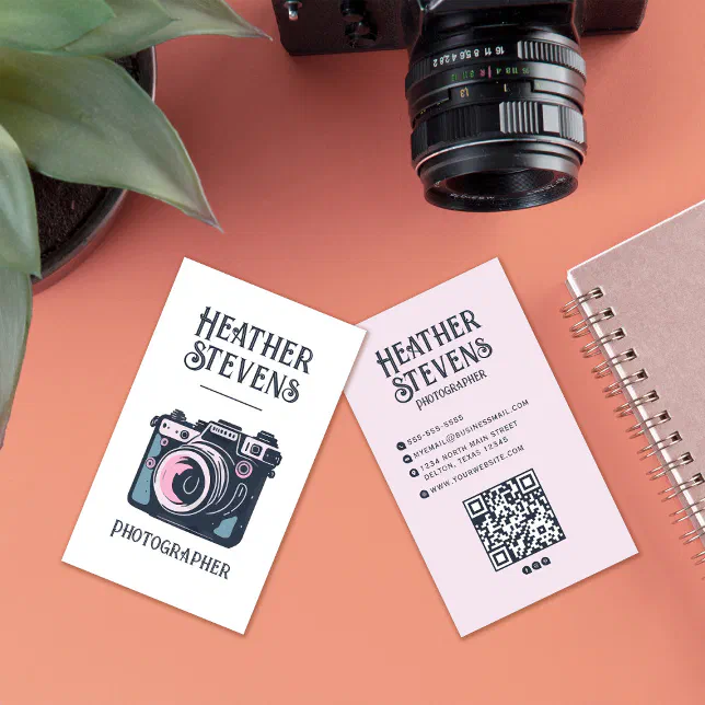 Charming Cute Retro Camera Cool Photographer Business Card | Zazzle