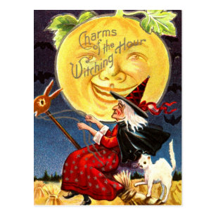 Vintage Flying Witch Postcards | Zazzle AU