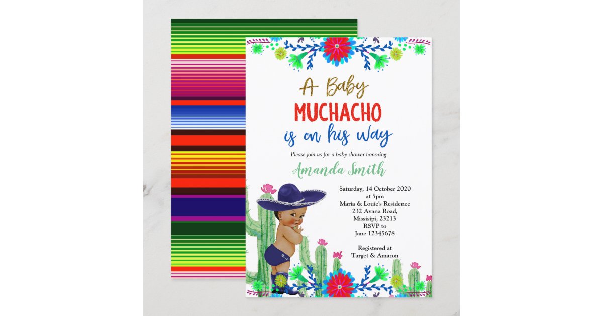 Charro Muchacho Mexican Boy Baby Shower Invitation | Zazzle