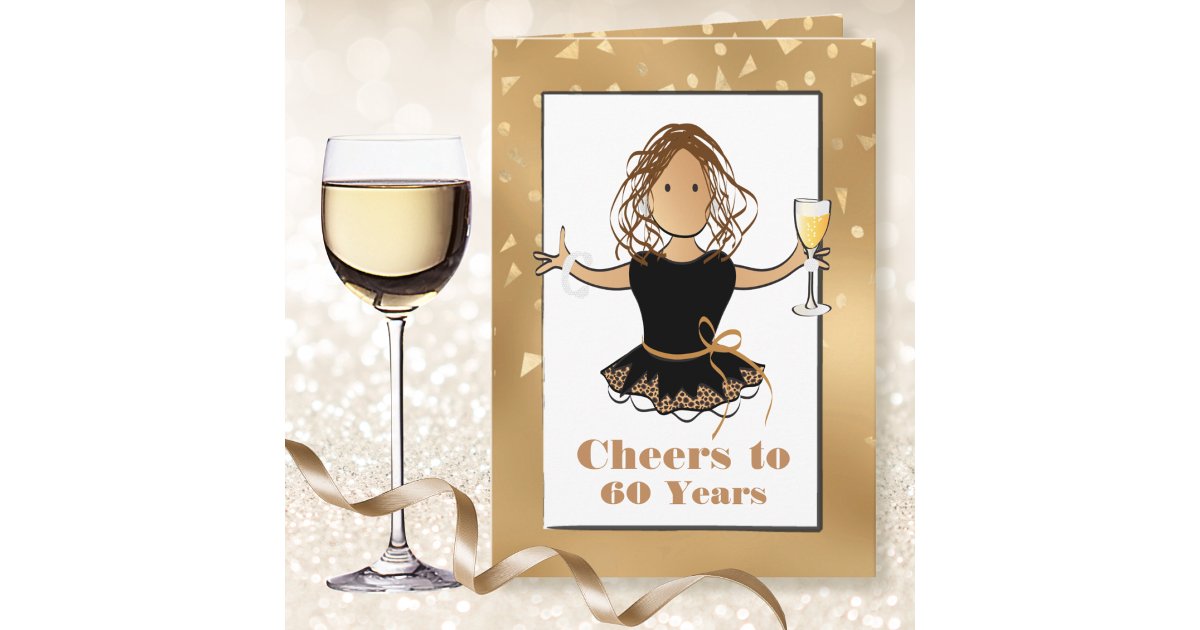 Cheers to 60 for Her Girly Sparkle 60th Birthday Card | Zazzle