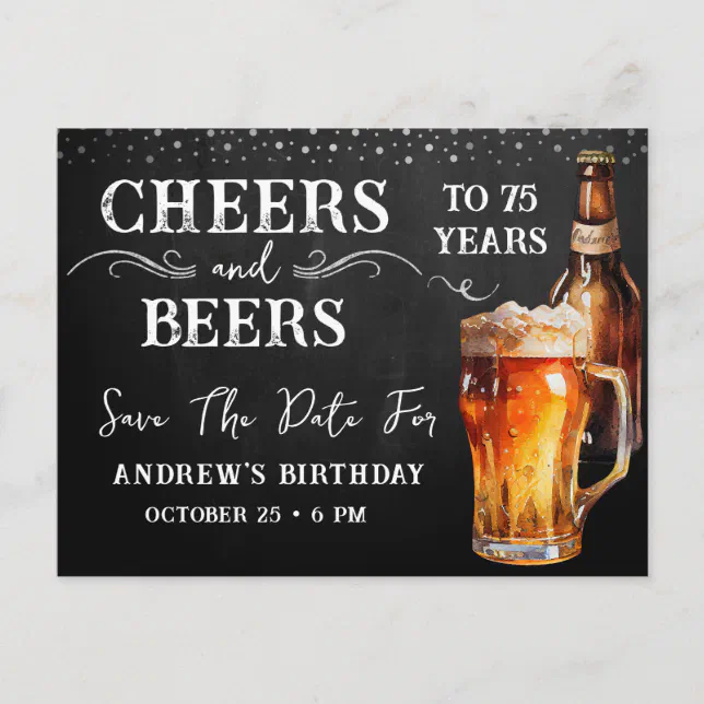 Cheers to Beers Save the Date Birthday Postcard | Zazzle