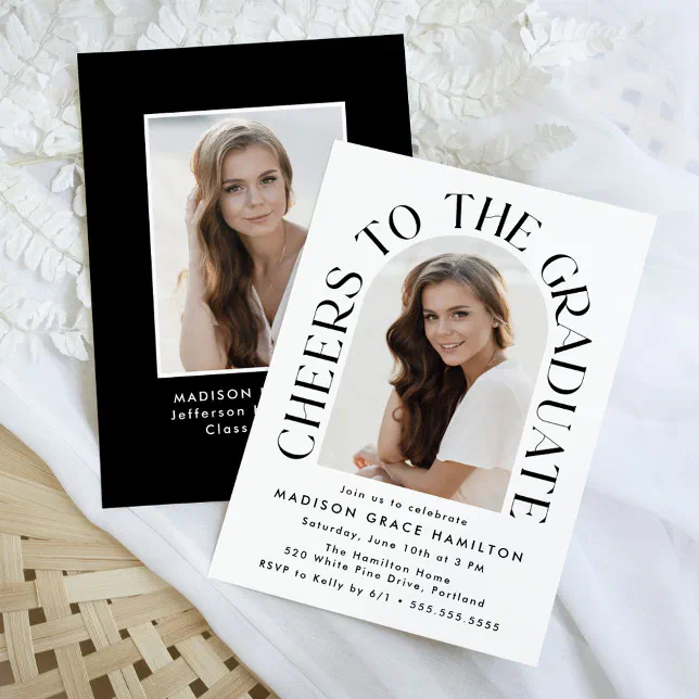 Cheers to the Graduate Arch Photo Graduation Party Invitation | Zazzle