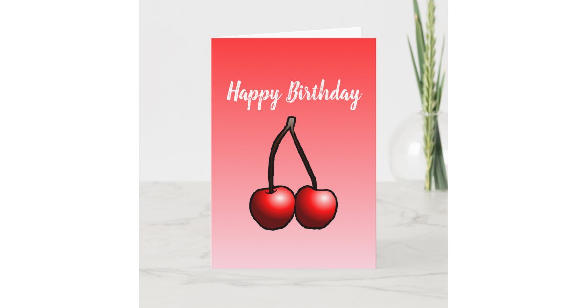 Cherries Folded Greeting Birthday Card | Zazzle
