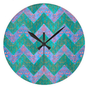 Turquoise Damask Wall Clocks | Zazzle.com.au