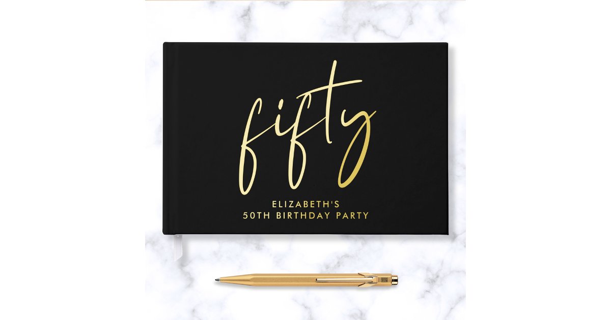 Chic Script 50th Birthday Party Guest Book | Zazzle
