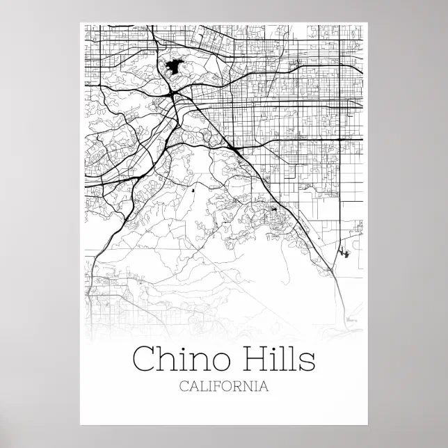 Chino Hills Map - California - City Map Poster | Zazzle