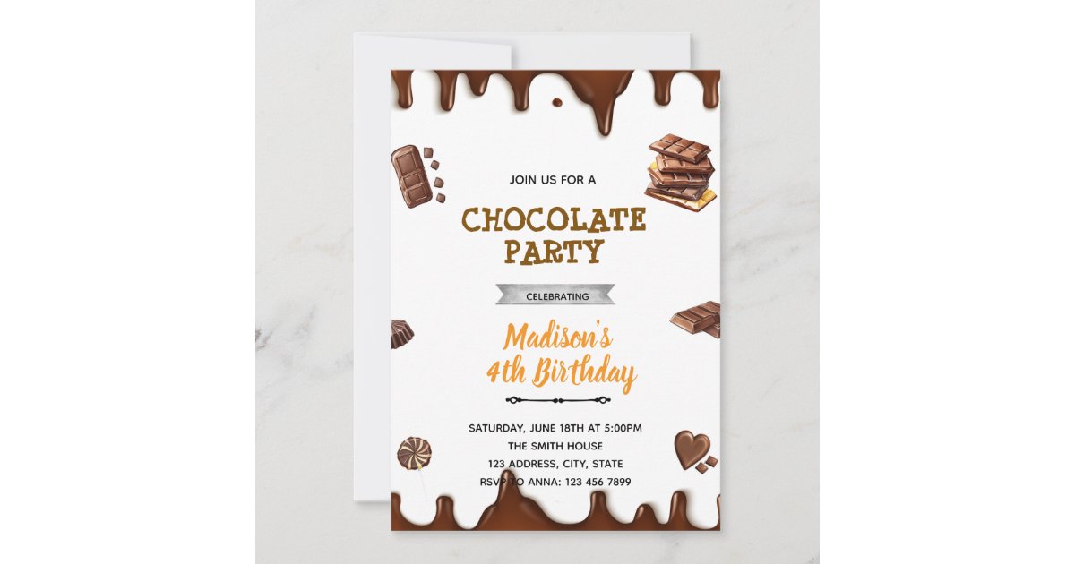 Chocolate birthday invitation | Zazzle