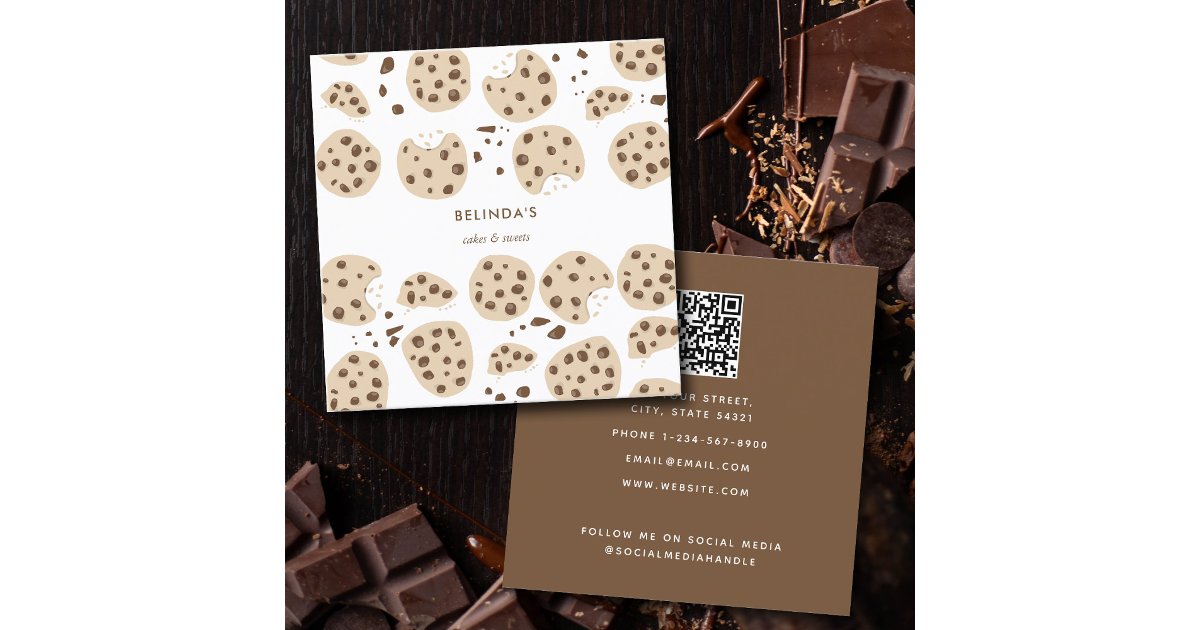 Chocolate Chip Cookies Baking QR Code Social Media Square Business Card ...
