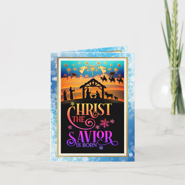 "Christ The Saviour Is Born" Nativity Christmas Holiday Card | Zazzle