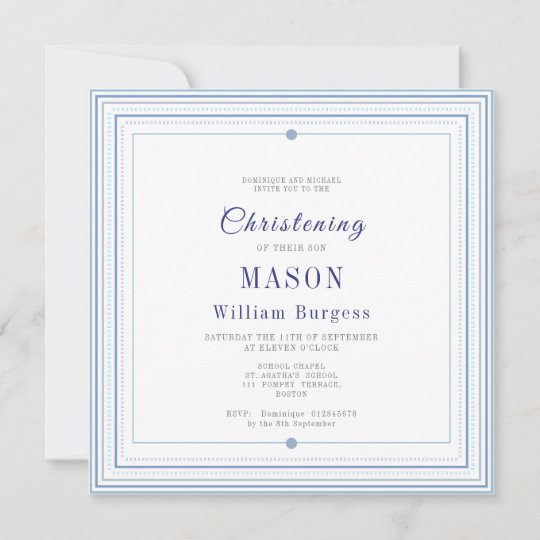 Christening Baptism Simple Script Blue Modern Announcement | Zazzle.com.au