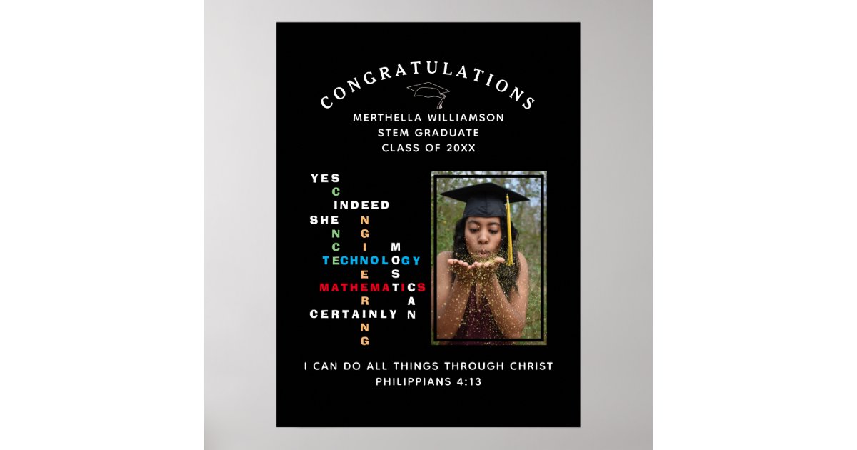 Christian YES SHE CAN Congrats STEM Graduate Poster | Zazzle