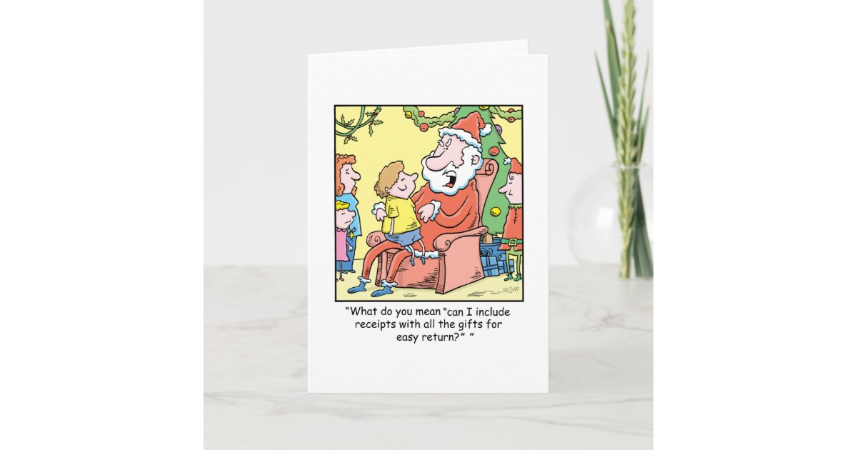 Christmas Cartoon Santa Claus Receipts Holiday Card | Zazzle