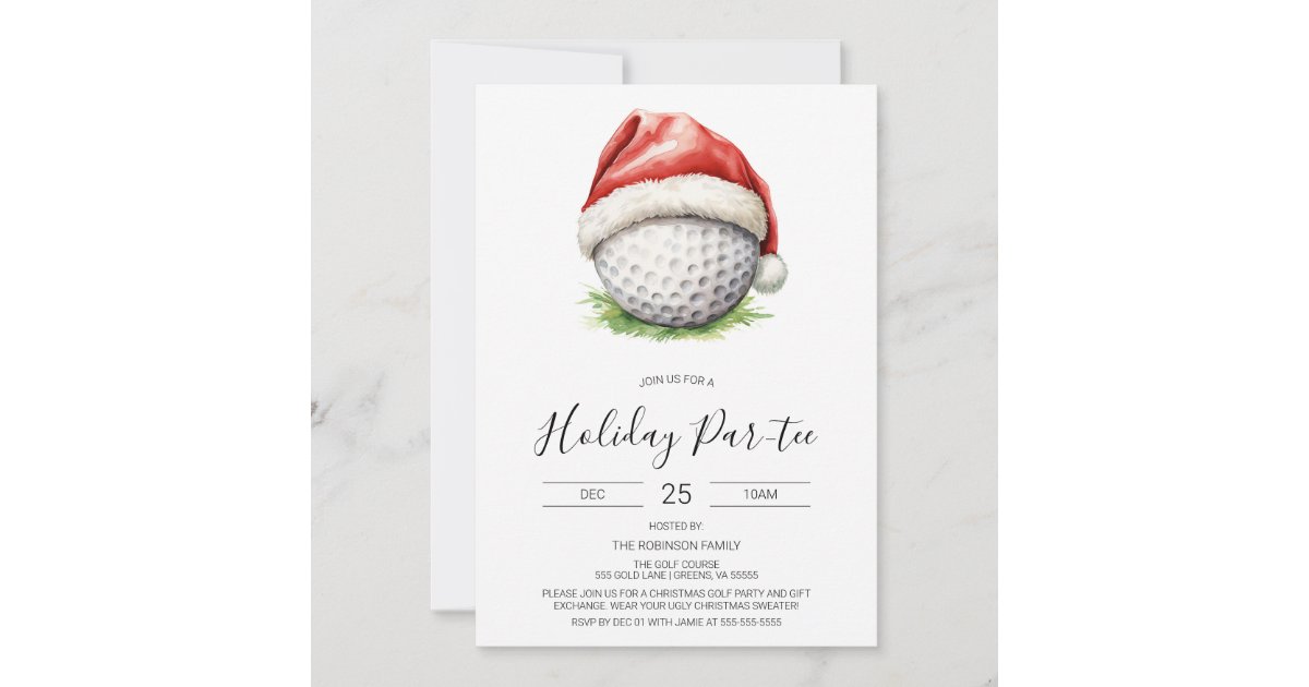 Christmas Golf Invitation, Holiday Par-tee Invitation | Zazzle