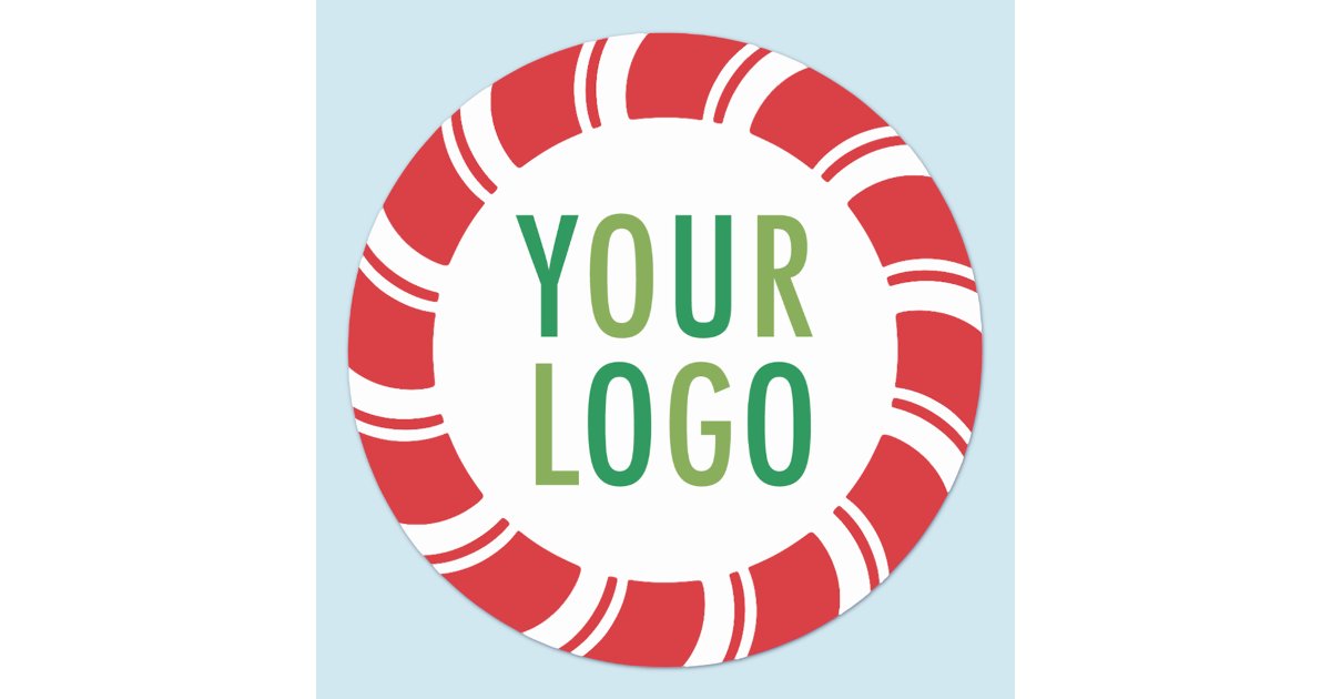 Christmas Holiday Stickers with Logo Candy Cane | Zazzle