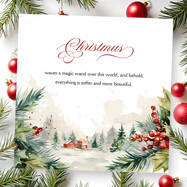 Christmas Message Winter Scene Non Photo Holiday Card | Zazzle
