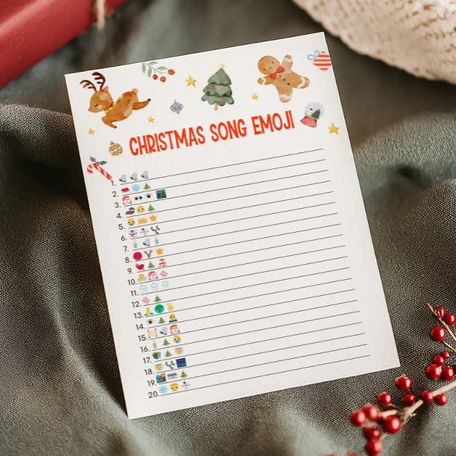 Christmas Song Emoji Game Holiday Card | Zazzle