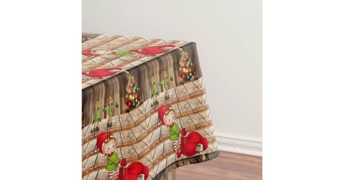 Christmas Tablecloth, Elf Tablecloth | Zazzle