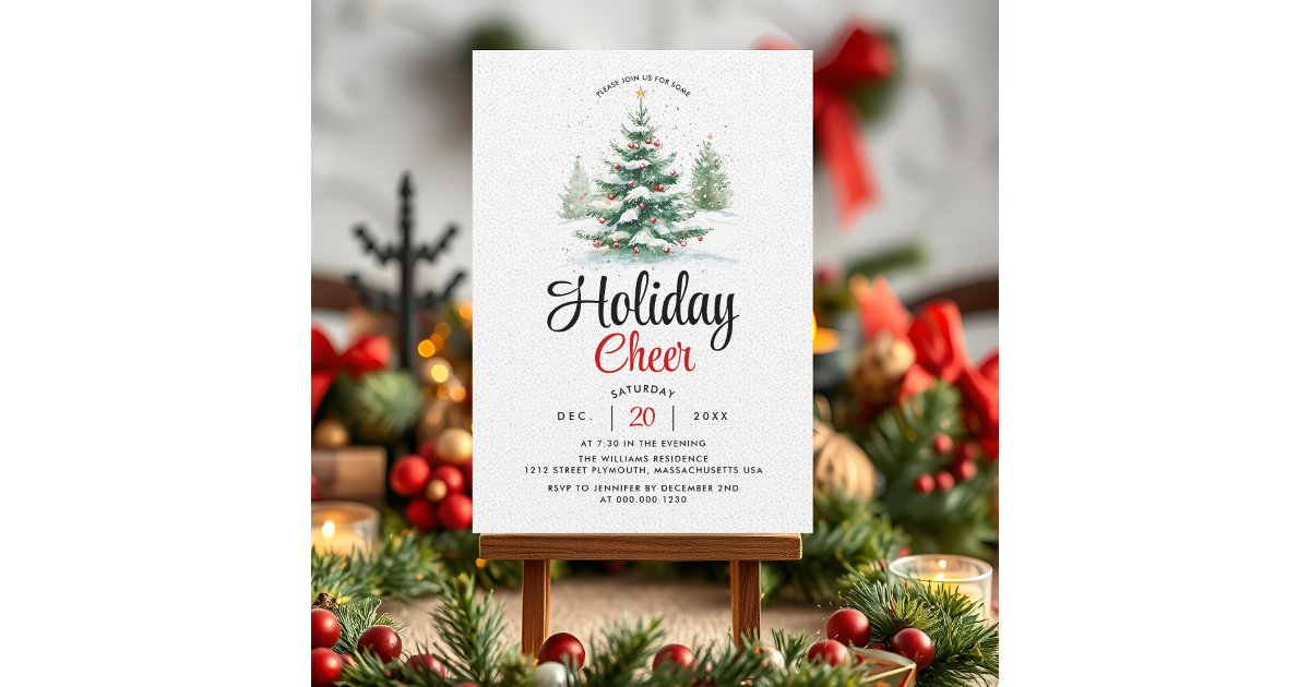 Christmas tree holiday cheer party invitation | Zazzle
