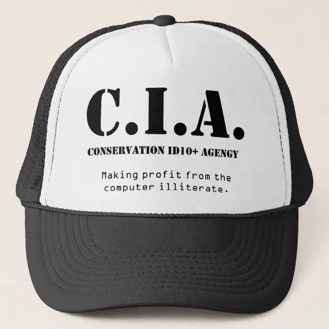 CIA id10t Trucker Hat | Zazzle