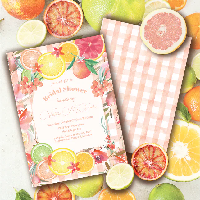 Citrus Fruit & Flowers Bridal Shower Invitation | Zazzle