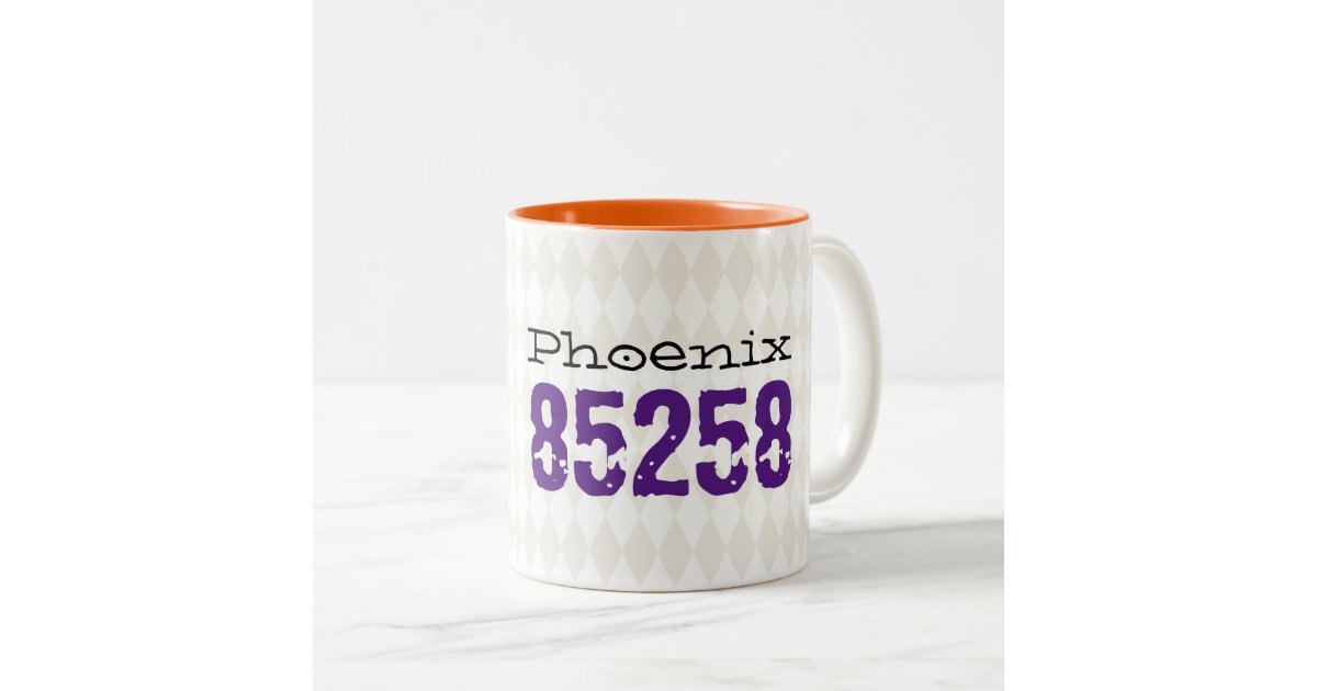 City Zip Code Moving New Home Harlequin Pattern Two-Tone Coffee Mug ...