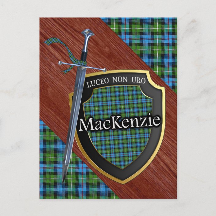 Clan MacKenzie Tartan Sword & Shield Postcard | Zazzle.com.au