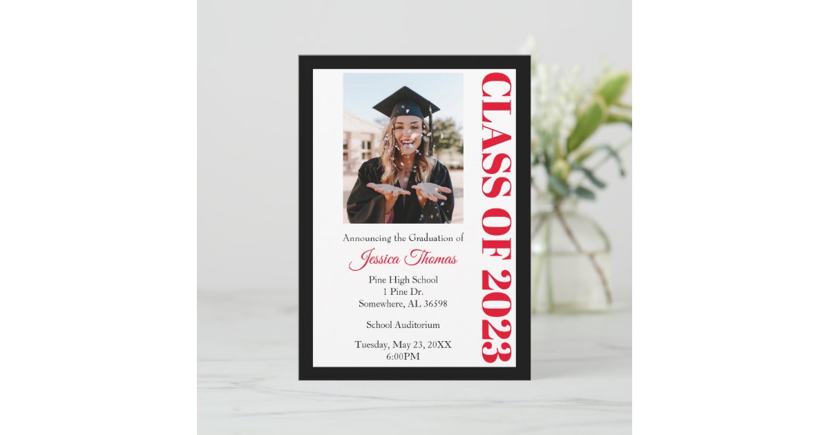Class of 2023 Black Photo Graduation Invitation | Zazzle